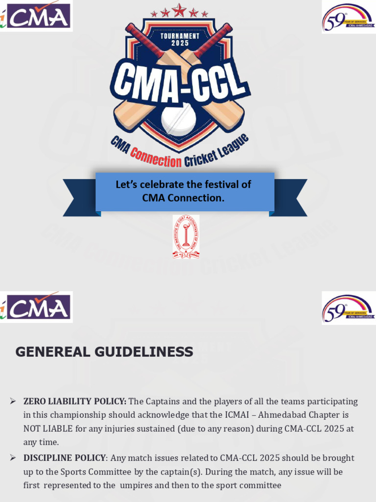 Rules Book for Cma Ccl 2025. | PDF | Bowling (Cricket) | Cricket