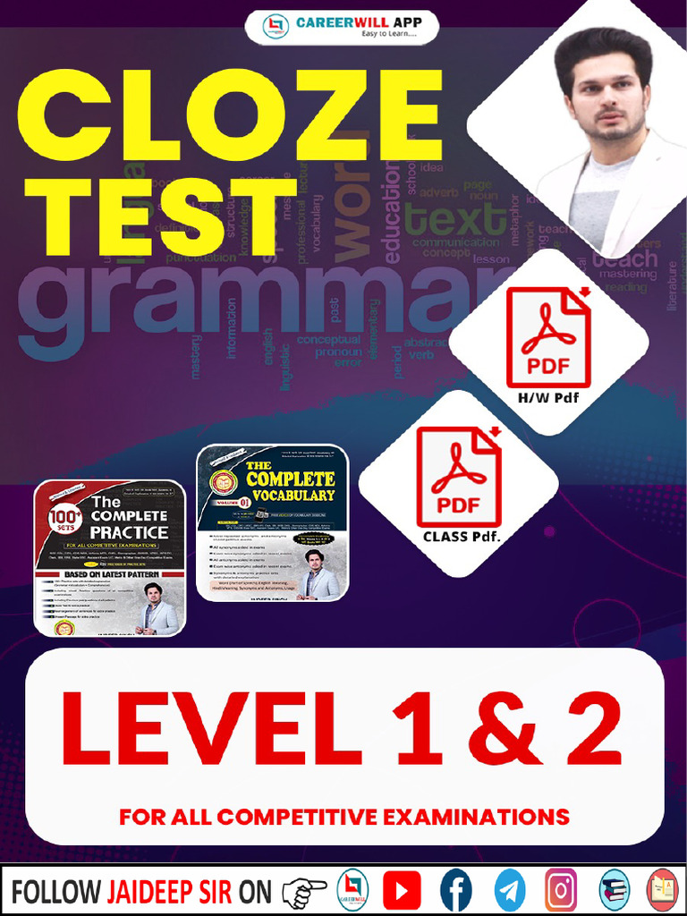 Cloze Test Level-1,2,3_312513_crwill (1) | PDF | Yoga | Surgery