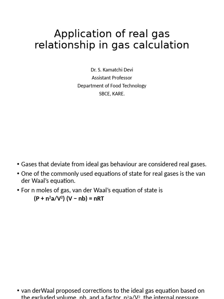Application of Real Gas Relationship in Gas Calculation | PDF