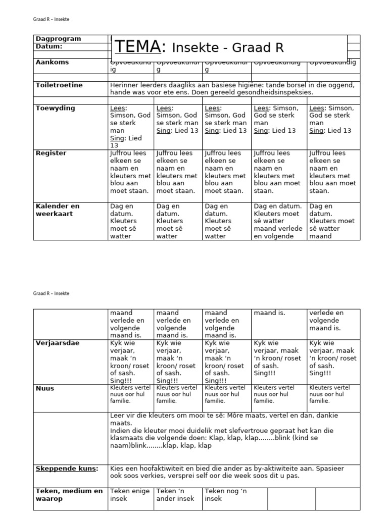 Week 18 Beplanning | PDF