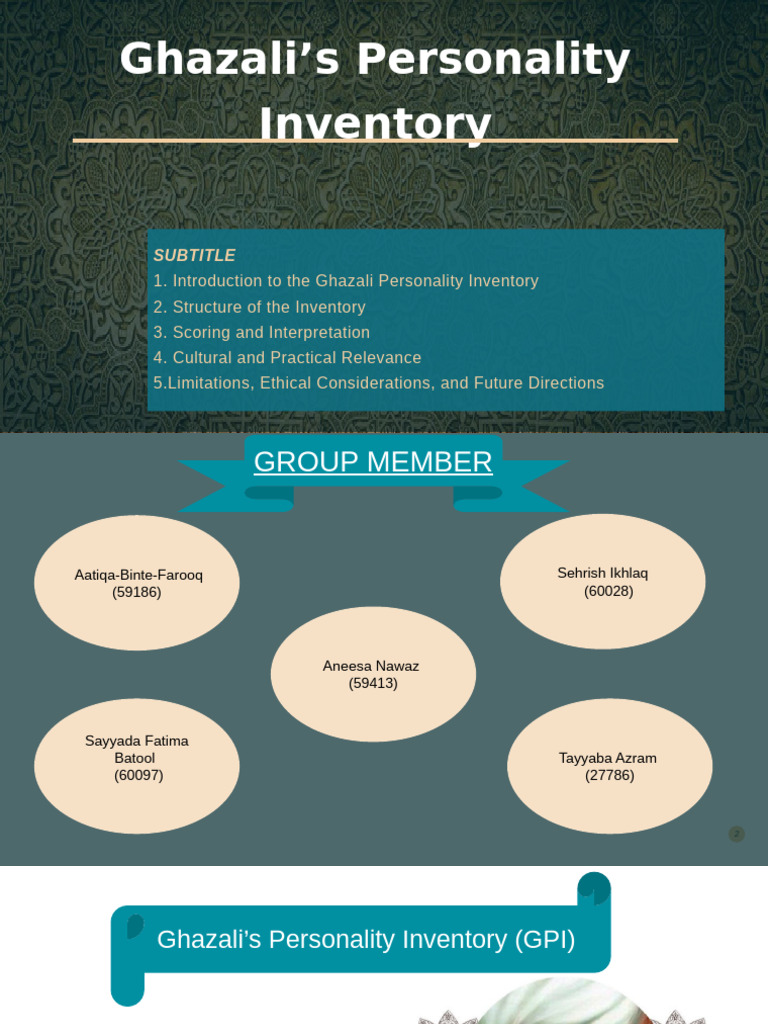 Ghazali Personality Inventory Overview | PDF | Psychology ...