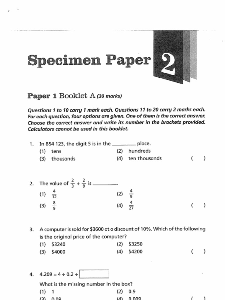 Specimen Paper 2 | PDF
