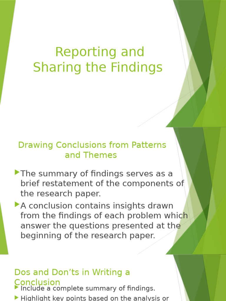 Reporting and Sharing The Findings | PDF