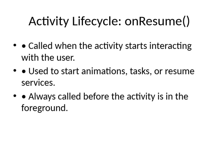 Activity Lifecycle: onResume Guide | PDF