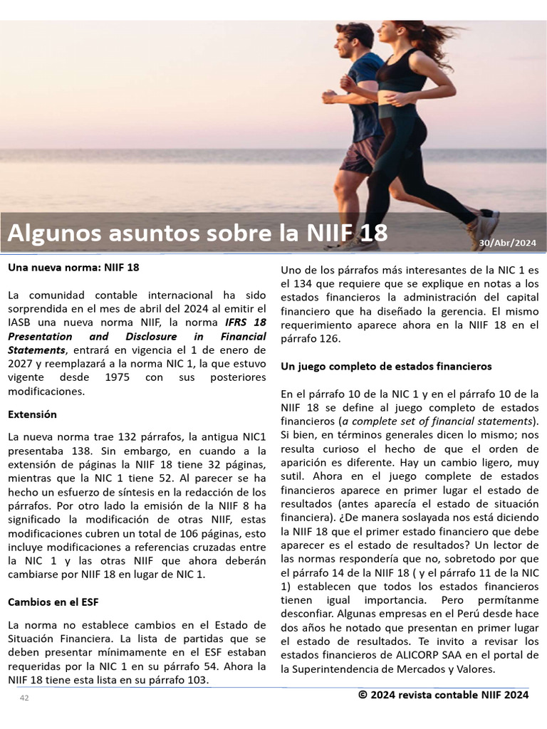 Articulo Nueva NIIF 18 y Algunos Efectos | PDF | normas internacionales ...