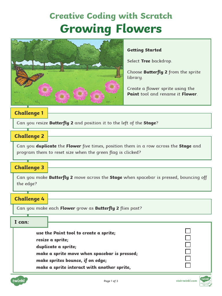 Growing Flowers - Creative Coding With Scratch | PDF