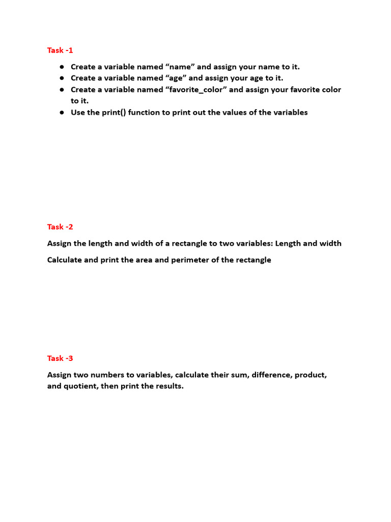 Differentiated Tasks - Variables | PDF