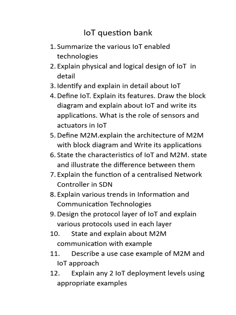 IoT Unit 1 and 2 Question Bank | PDF
