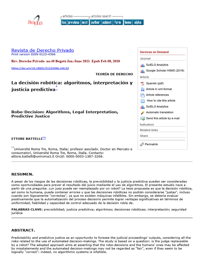 La Decisión Robótica - Algoritmos, Interpretación y Justicia Predictiva ...