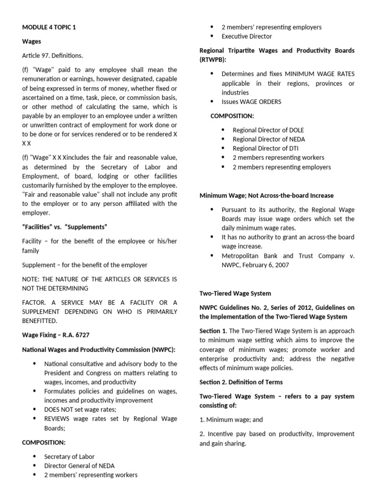 MODULE 4 TOPIC 1 | PDF | Employment | Wage