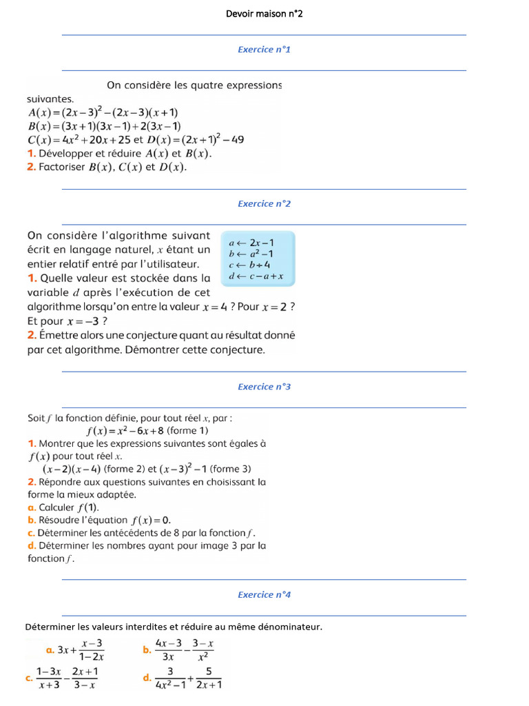 DM N°2 Seconde 2 | PDF