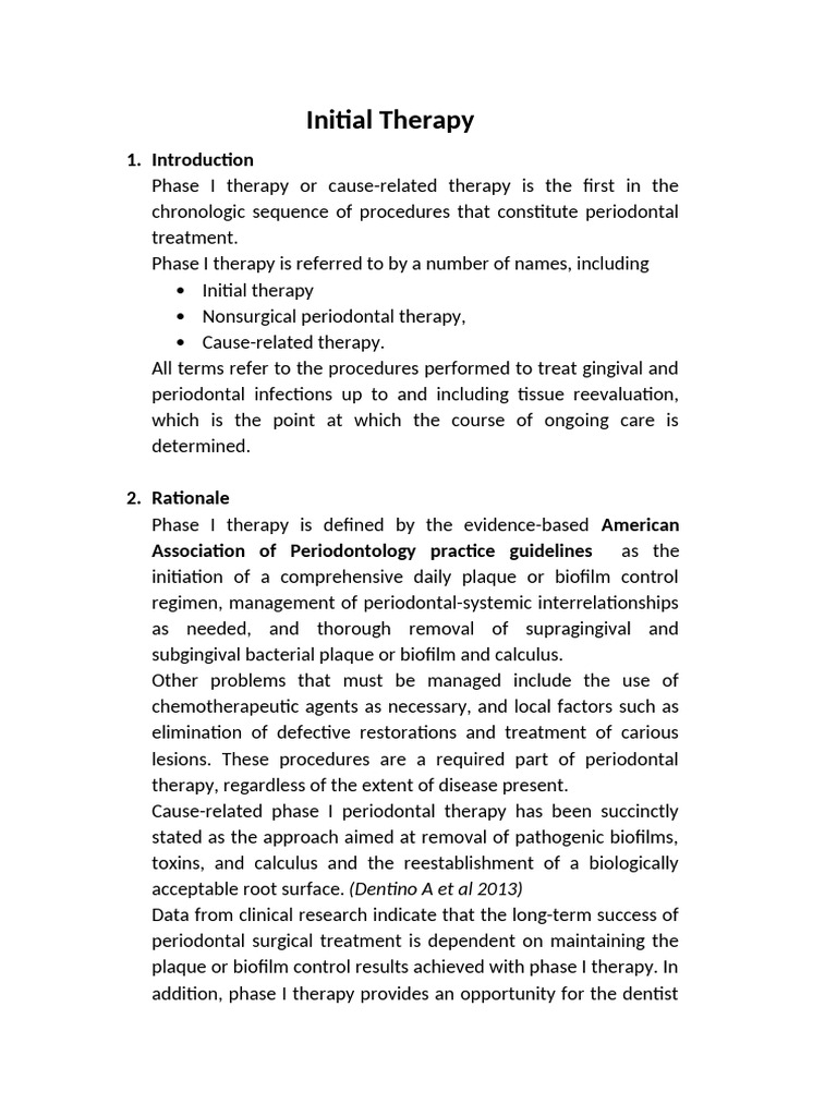 Initial Therapy | PDF | Periodontology | Medical Specialties