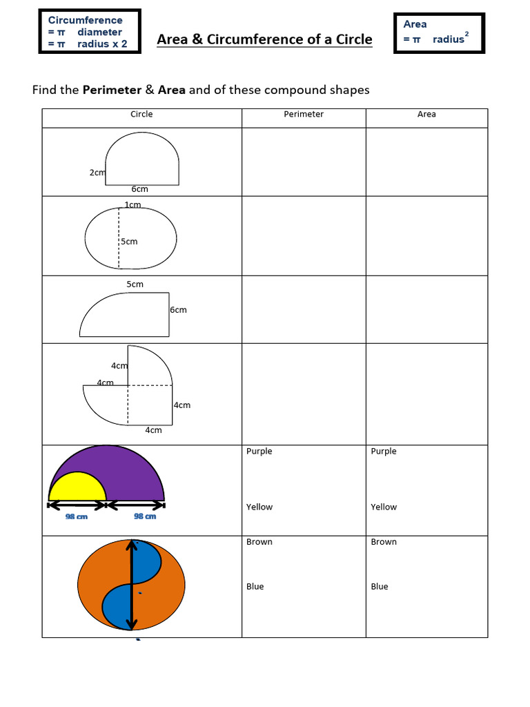 Area and Circumference of A Circle 3 Compound | PDF