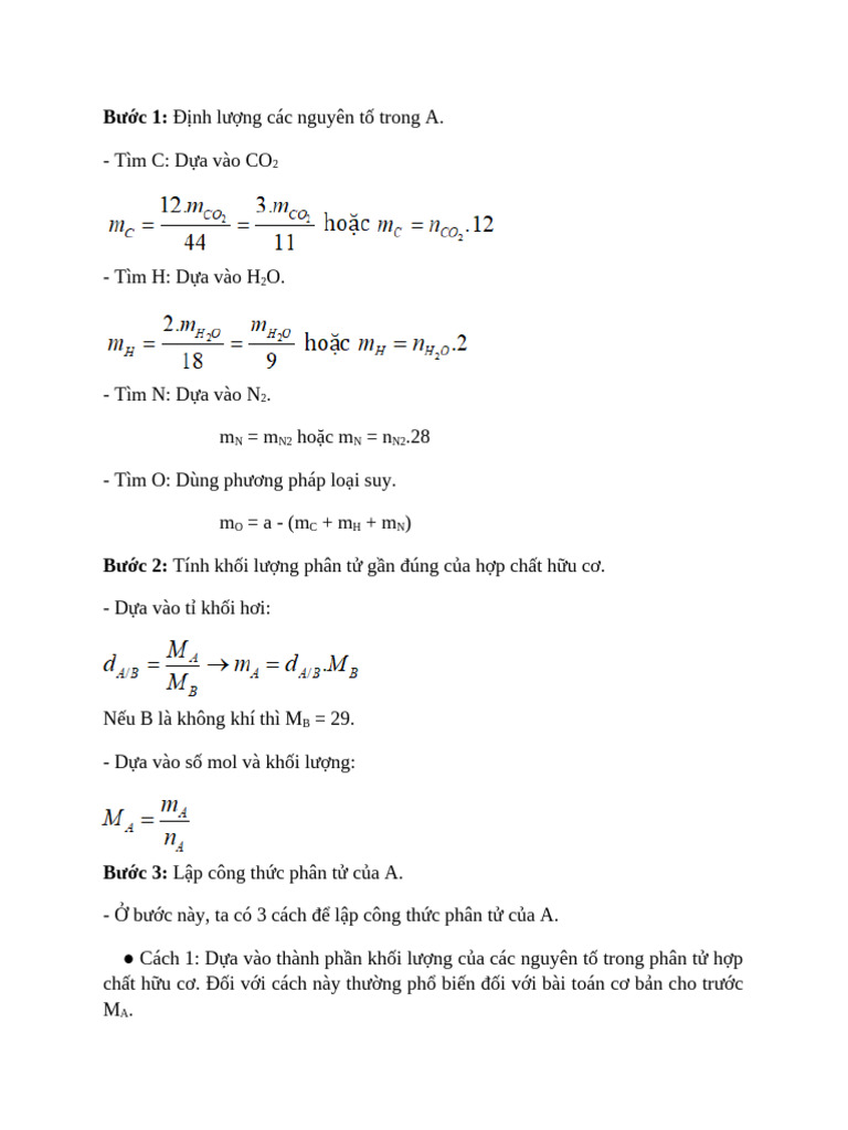 CÁch làm BT tìm CTPT HCHC | PDF