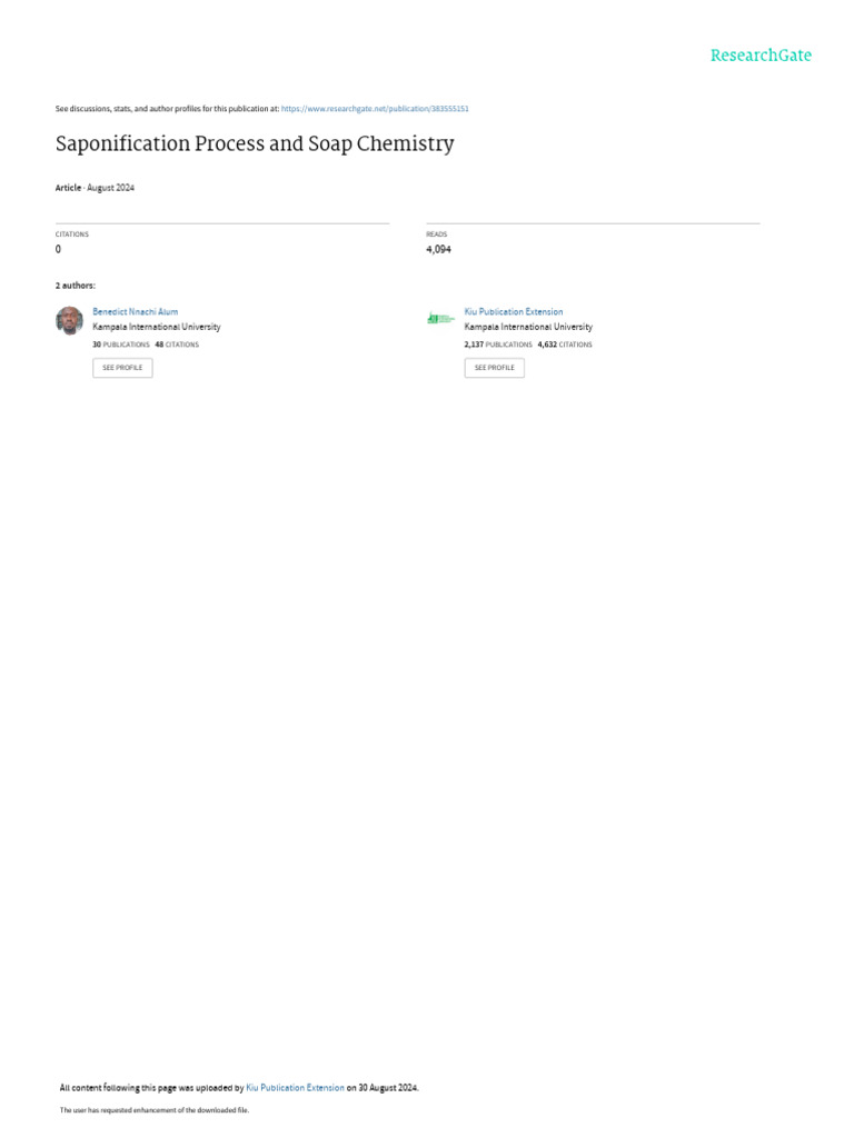 Sap On If Ication Process and Soap Chemistry | PDF | Soap | Fatty Acid