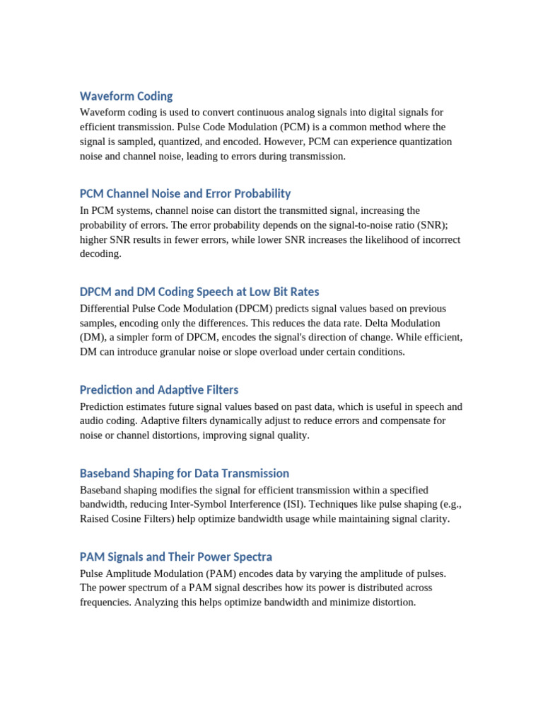 Waveform Coding and Communication Concepts | PDF | Sampling (Signal ...