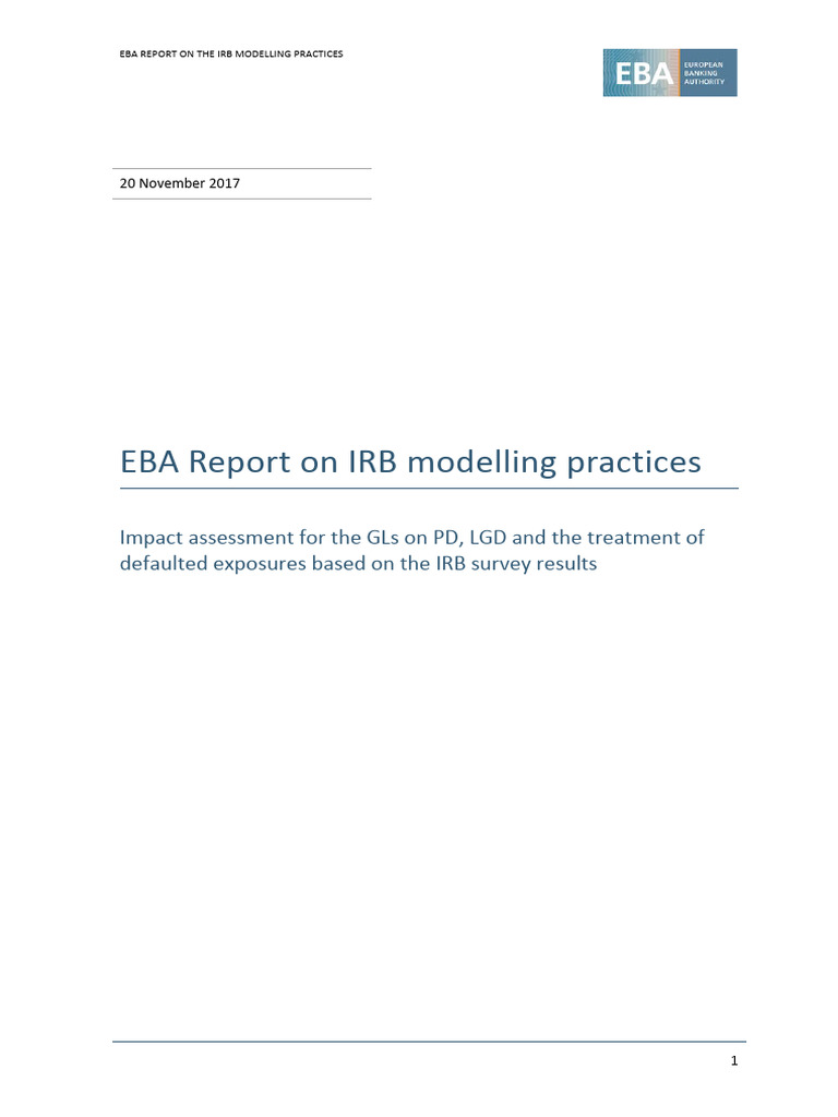 EBA Report On IRB Modelling Practices | PDF | Financial Services | Banking