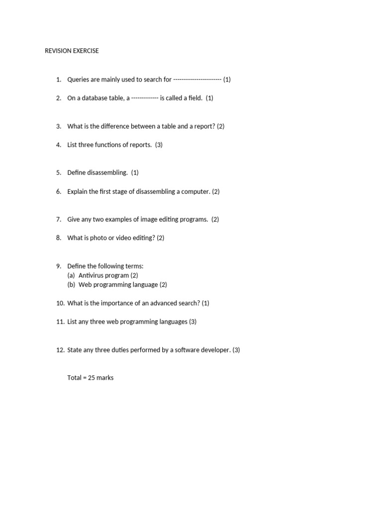 Revision Exercise 14 September | PDF