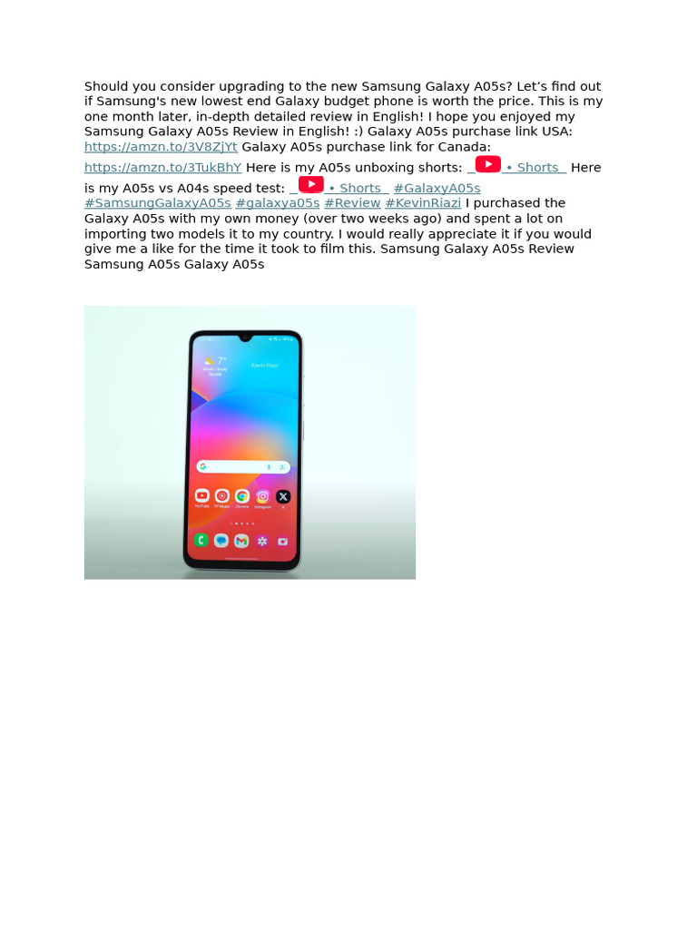 Should You Consider Upgrading To The New Samsung Galaxy A05s | PDF