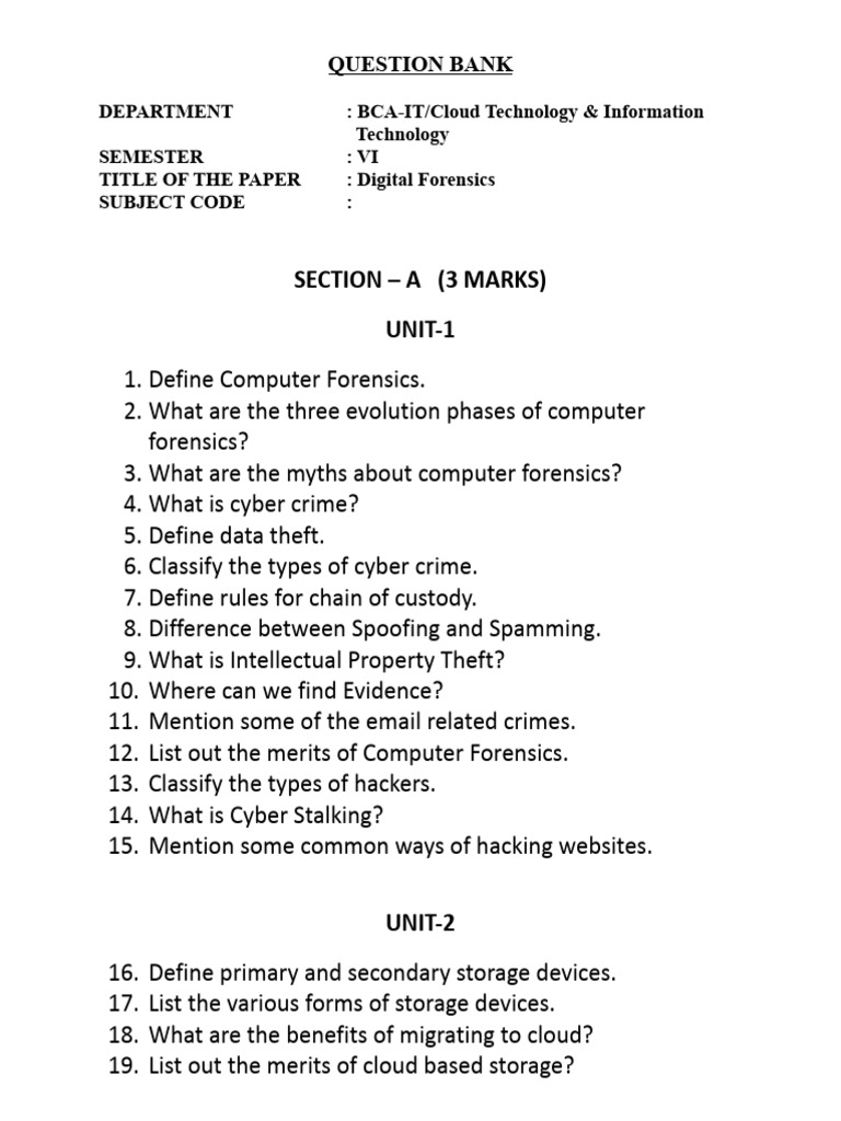 Df Question Bank-1 | PDF | Computer Forensics | Computer Data Storage
