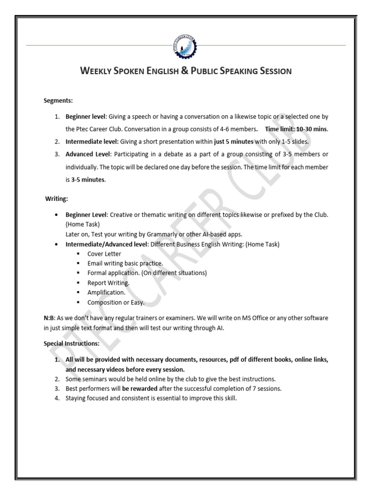 Weekly-Spoken-English-session. | PDF