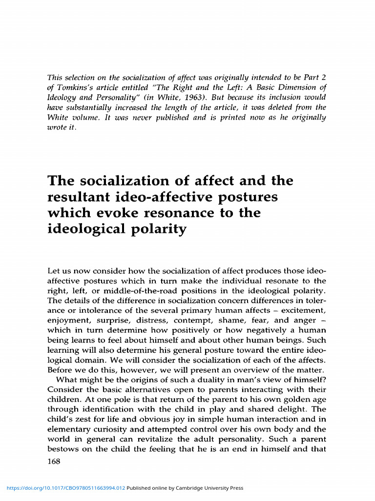 The Socialization of Affect and The Resultant Ideo Affective Postures ...