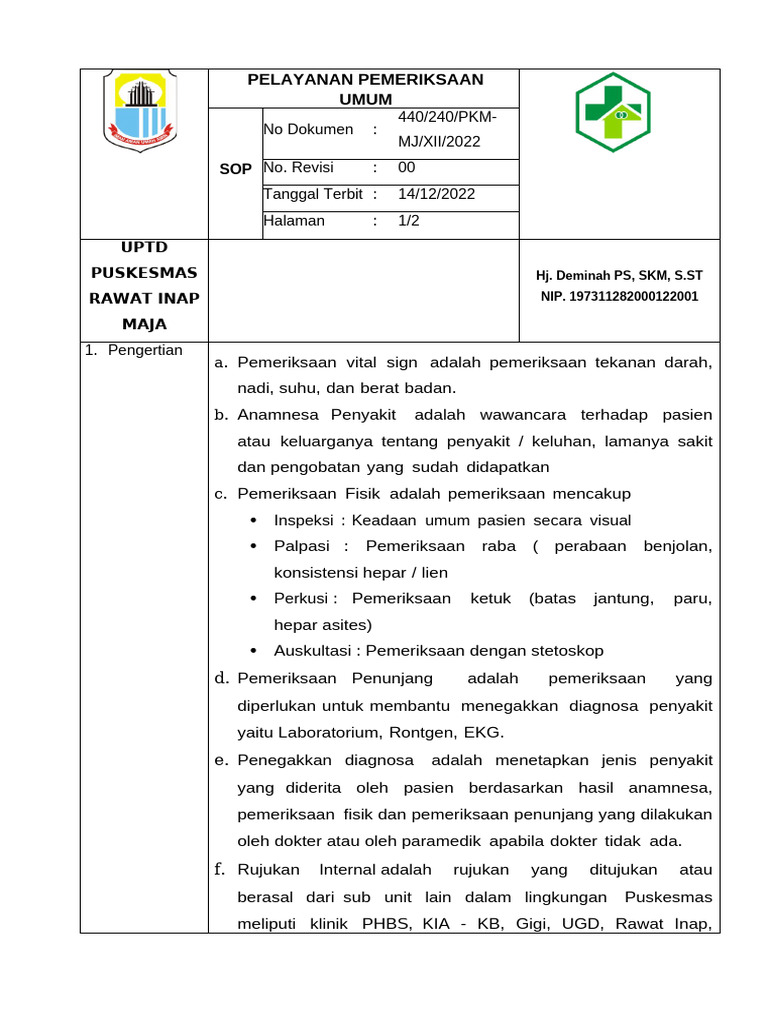Sop Alur BP Umu | PDF