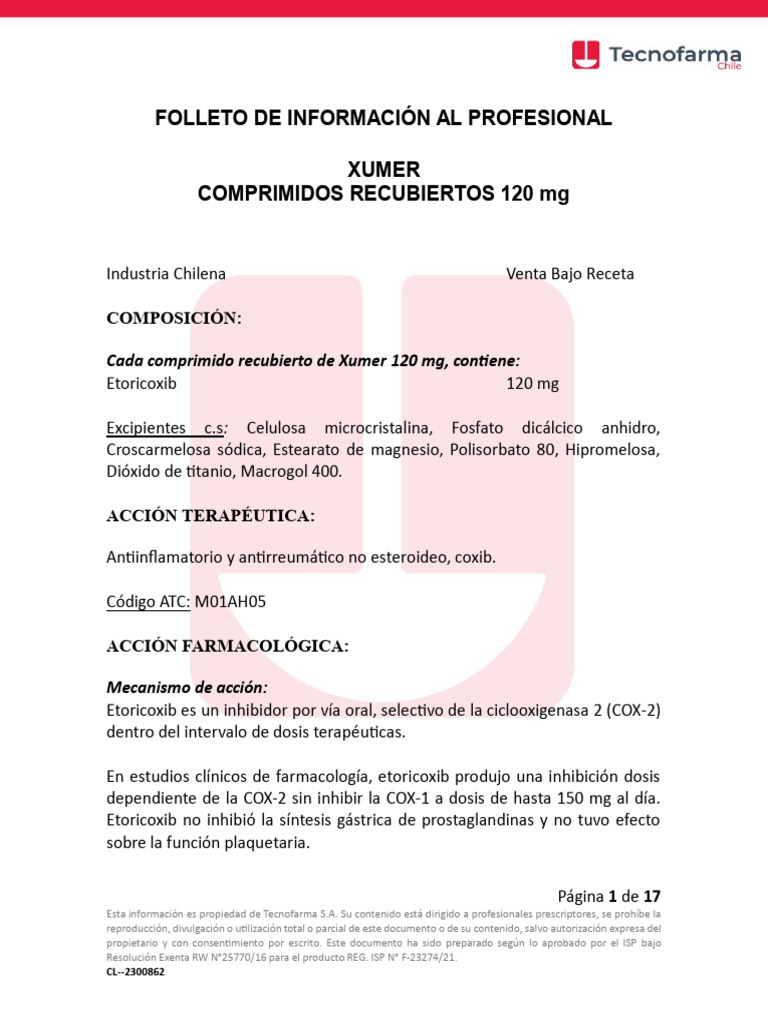 Xumer-Etoricoxib-120-mg-FIP | PDF | Prostaglandina | Farmacocinética