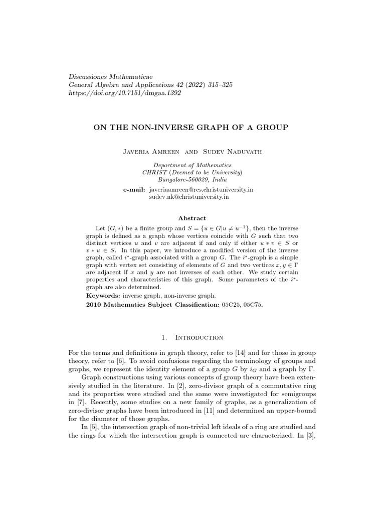 Non Inverse Graphs From Groups | PDF | Group (Mathematics) | Vertex (Graph Theory)