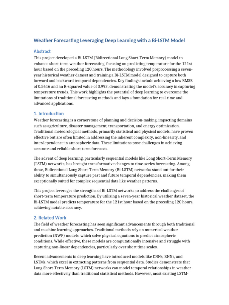 Weather_Forecasting_BiLSTM | PDF | Forecasting | Deep Learning