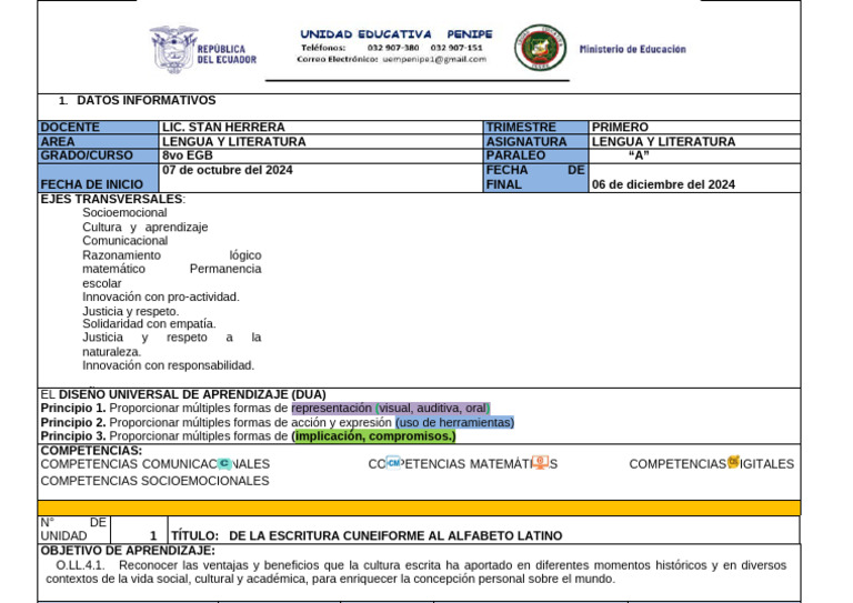 Planificacion 8vo | PDF