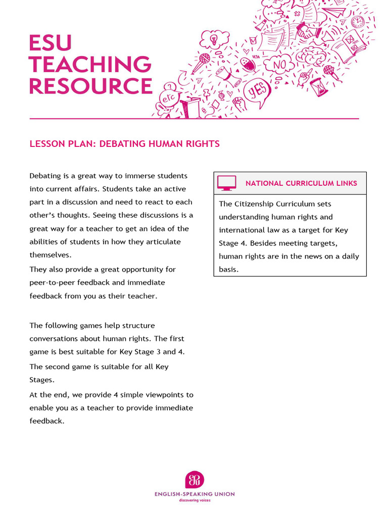 Debating Human Rights Lesson Plan 2 | PDF | Teachers | Curriculum