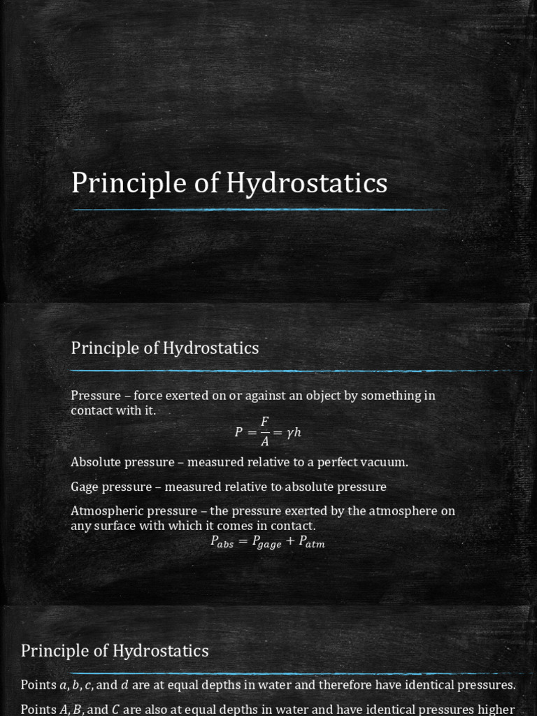 Principle of Hydrostatics 1 1 | PDF