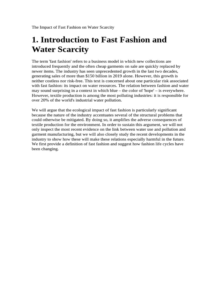 The Impact of Fast Fashion On Water Scarcity | PDF | Textiles | Water