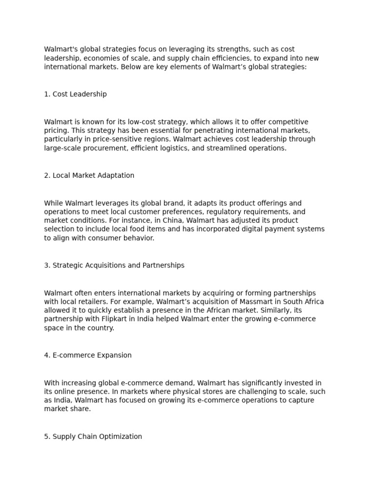 Walmart's Global Expansion Strategies | PDF | Walmart | E Commerce