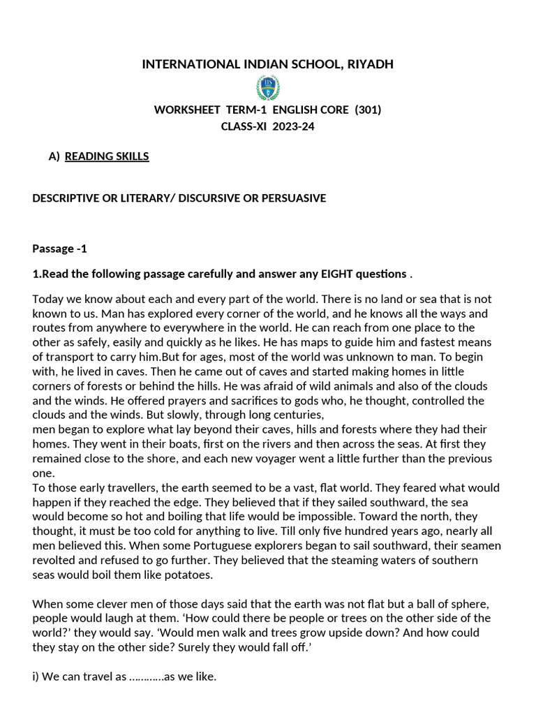 Class XI English Worksheet | PDF | Cloud Computing | Maya Civilization