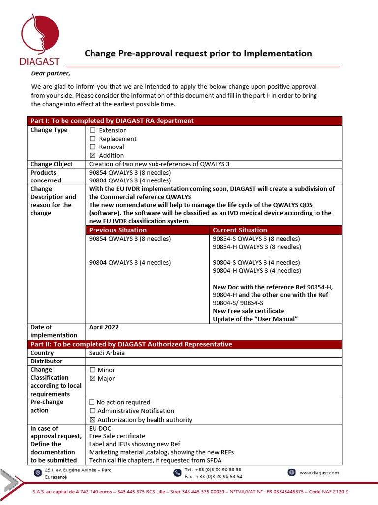 Change Pre-approval request prior to Implementation template | PDF ...