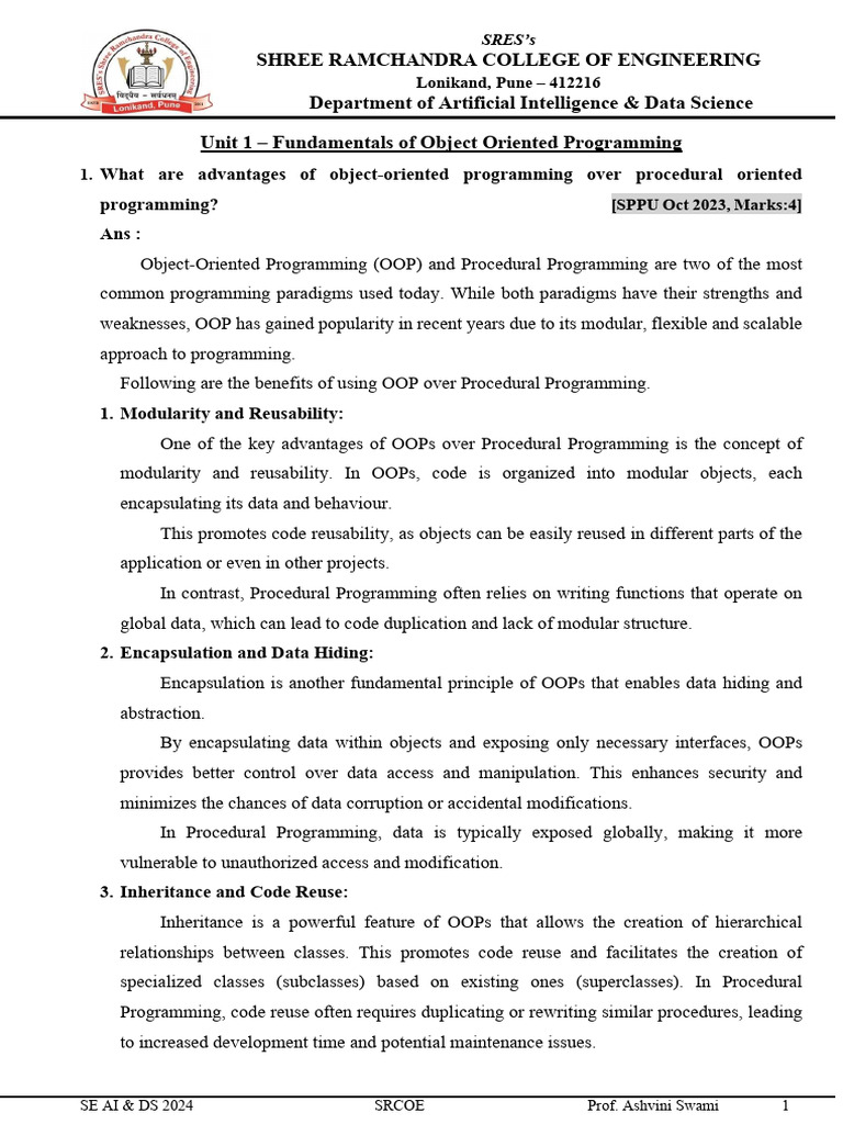 Unit 1 OOP | PDF | Object Oriented Programming | Inheritance (Object ... Unit 1 OOP | PDF | Object Oriented Programming | Inheritance (Object ...