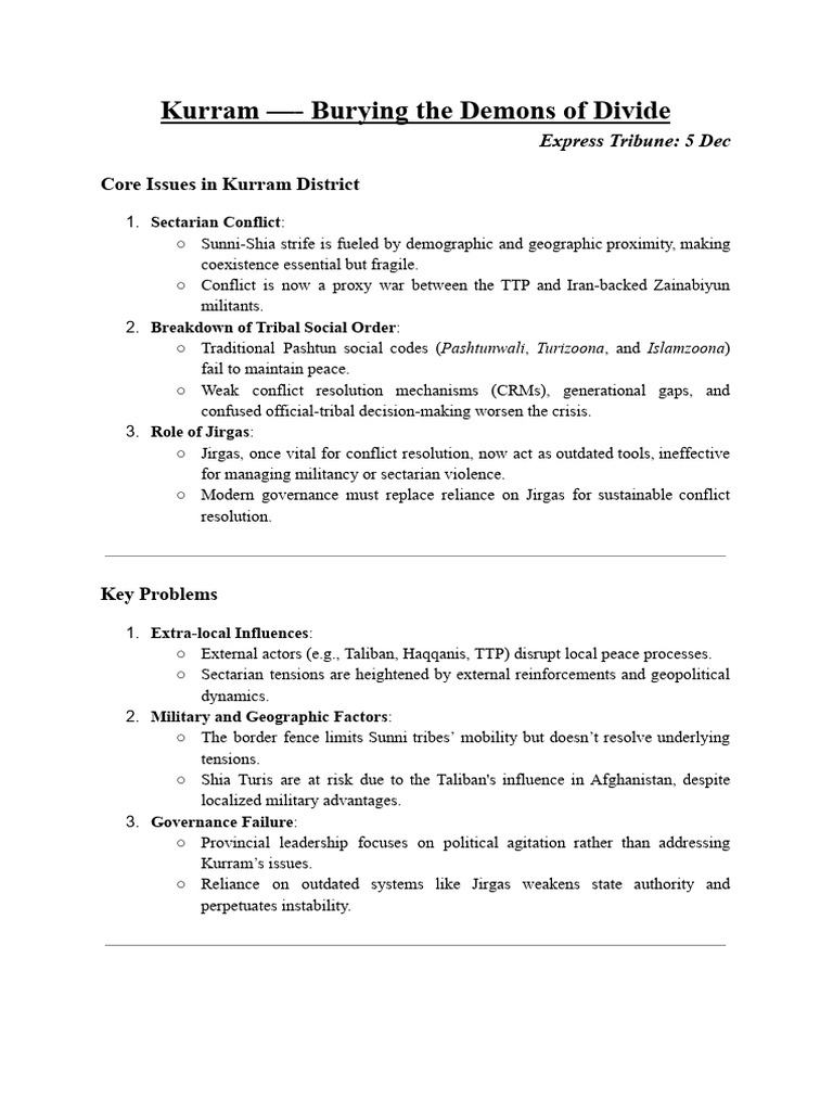 Kurram - Burying The Demons of Divide | PDF