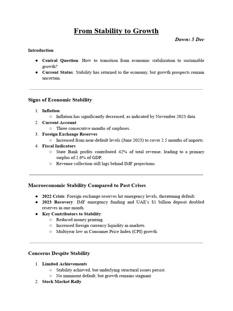 From Stability To Growth | PDF | Inflation | Fiscal Policy
