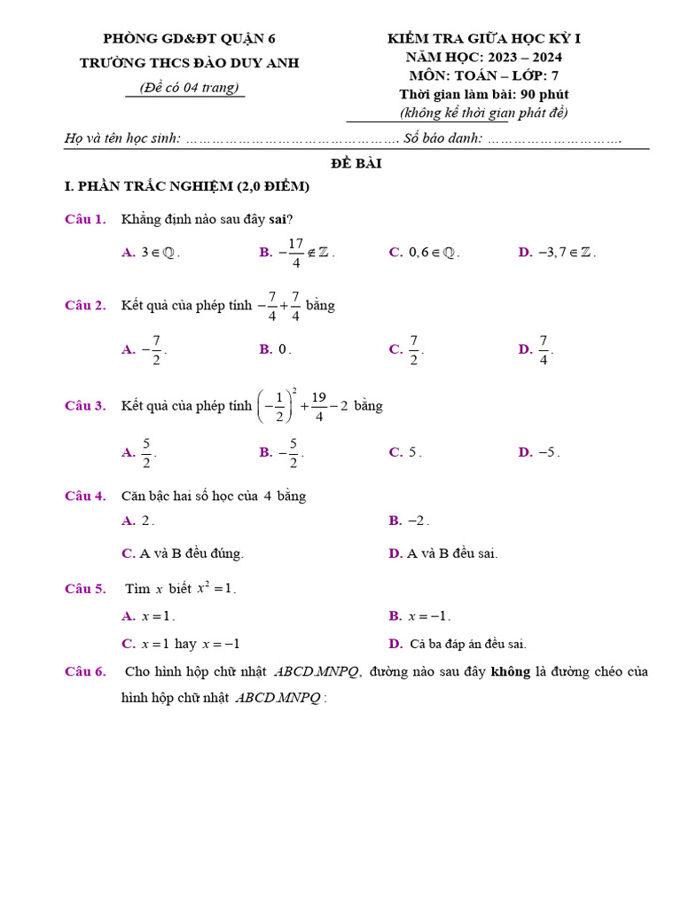 (Đề) de-giua-ky-1-toan-7-nam-2023-2024-truong-thcs-dao-duy-anh-tp-hcm | PDF