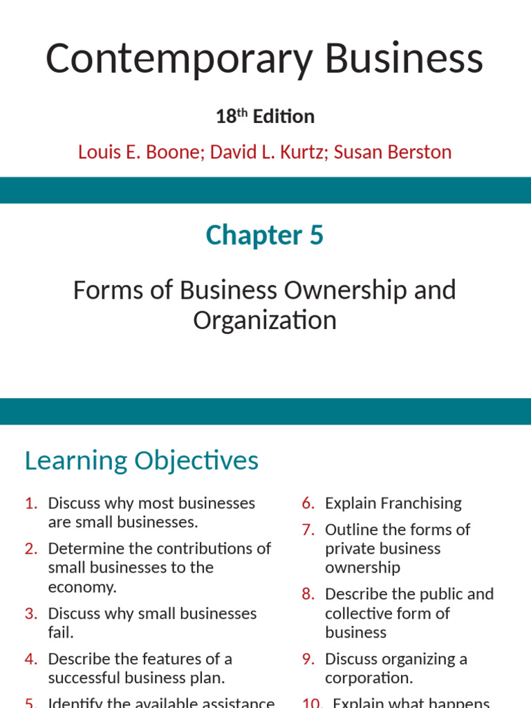 5. Forms of Business Ownership and Organization | PDF | Franchising | Business