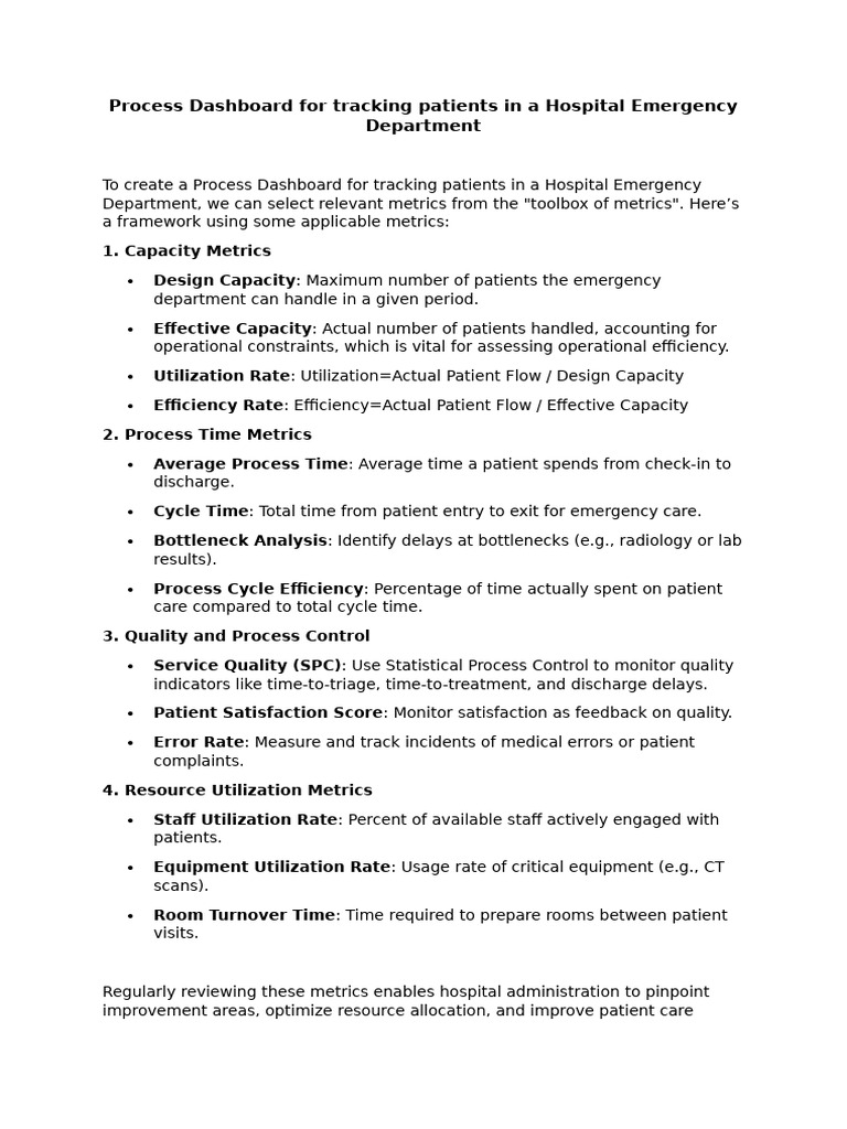 Emergency Department Patient Flow Dashboard | PDF
