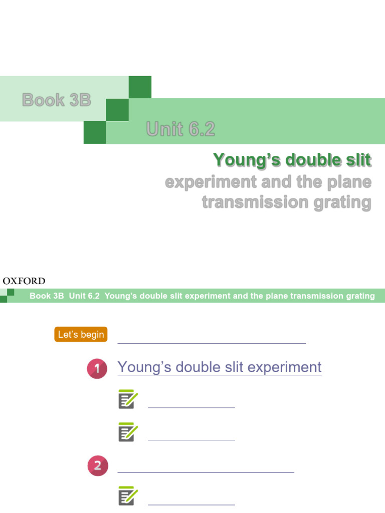Young's Double Slit Experiment and The Plane Transmission Grating | PDF ...