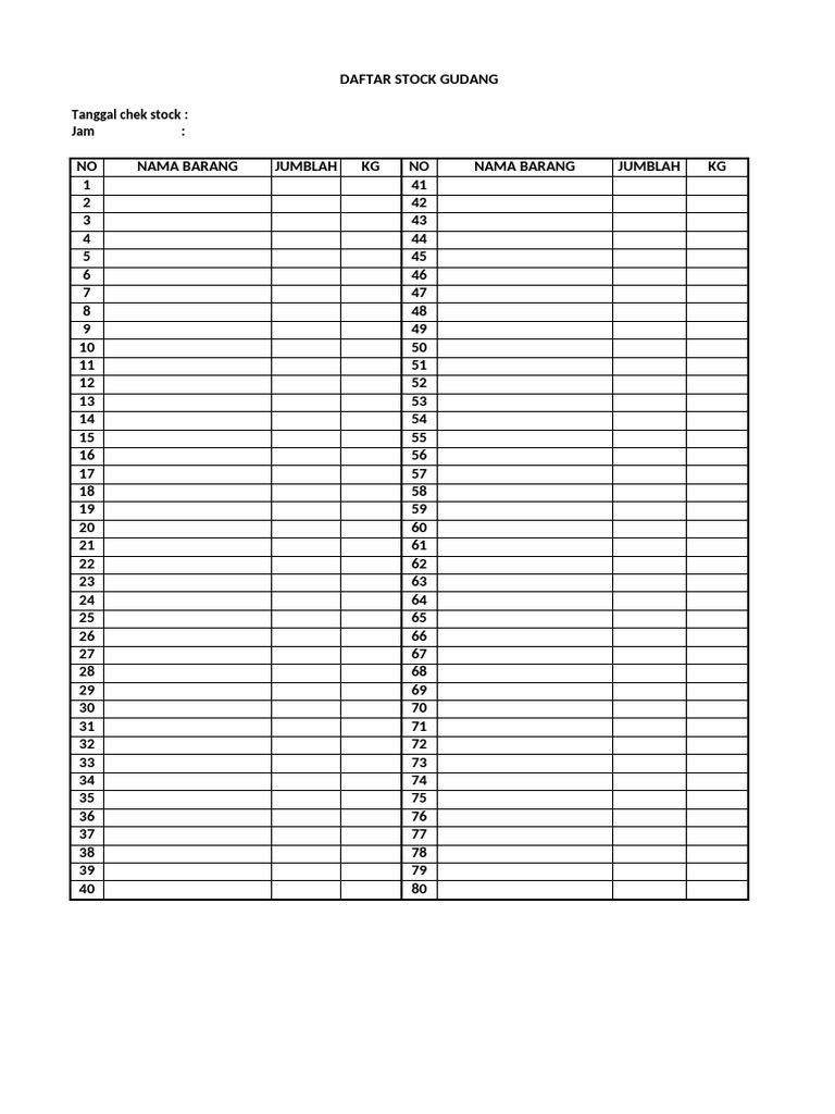 DAFTAR STOCK GUDANG | PDF