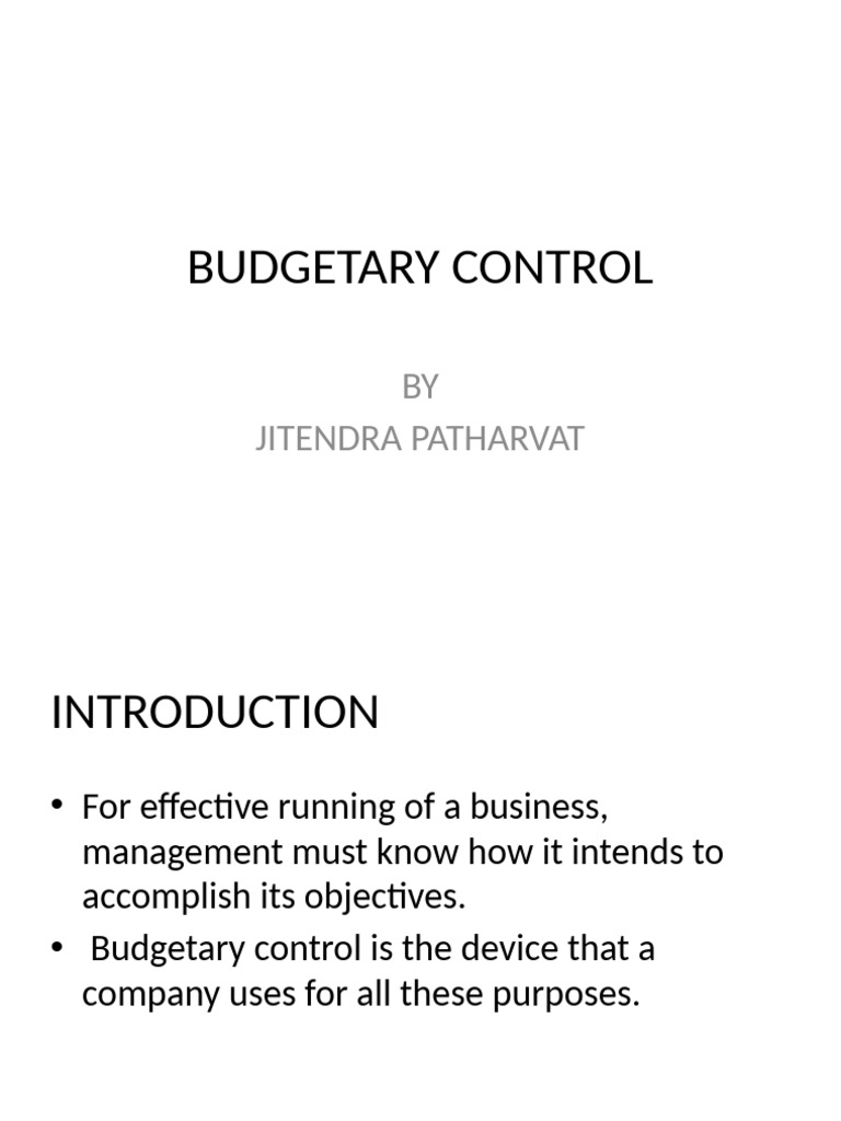 Budgetary Control | PDF | Budget | Expense