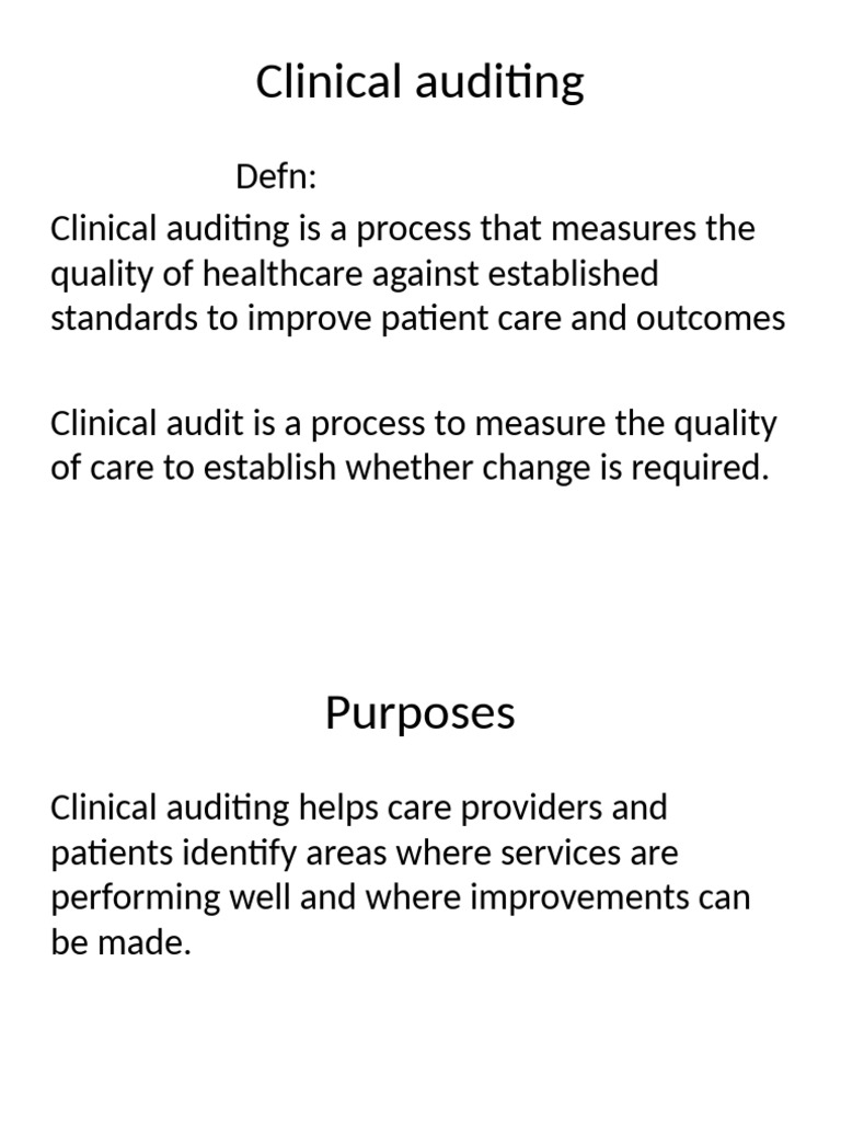 Clinical Auditing for Healthcare Improvement | PDF