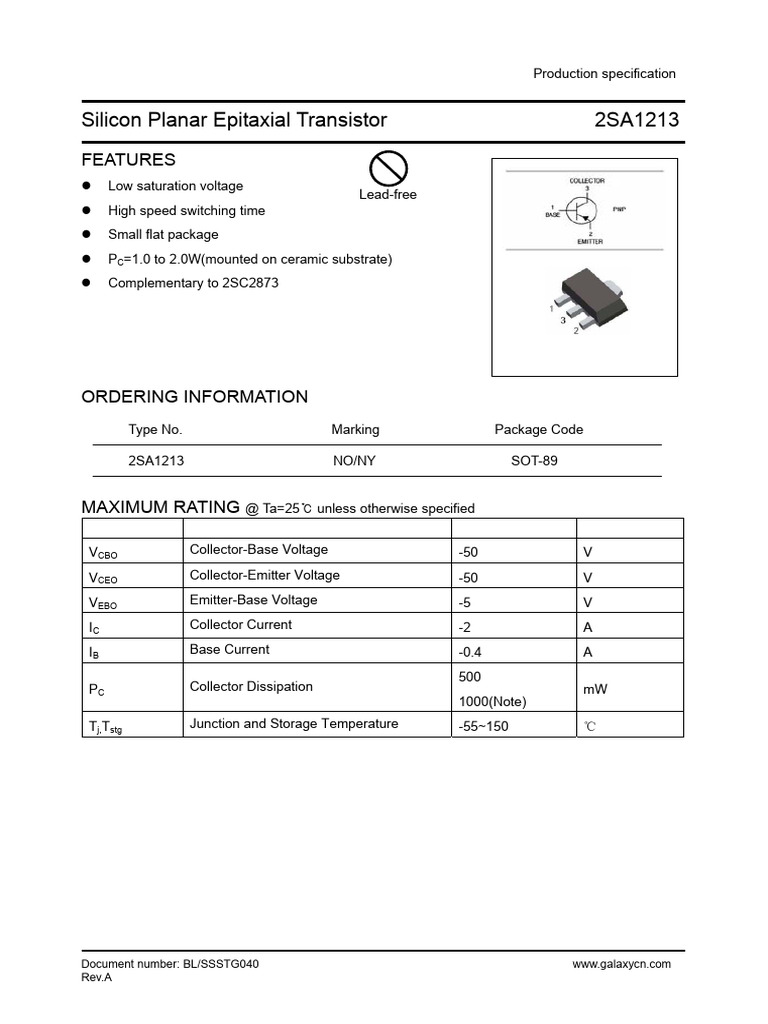 2sa1213_galaxy | PDF | Transistor | Manufactured Goods
