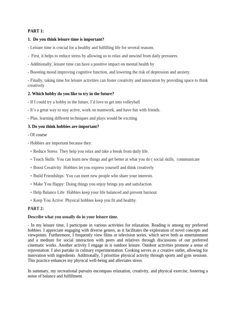 Speaking MAP | PDF | Hobbies | Leisure