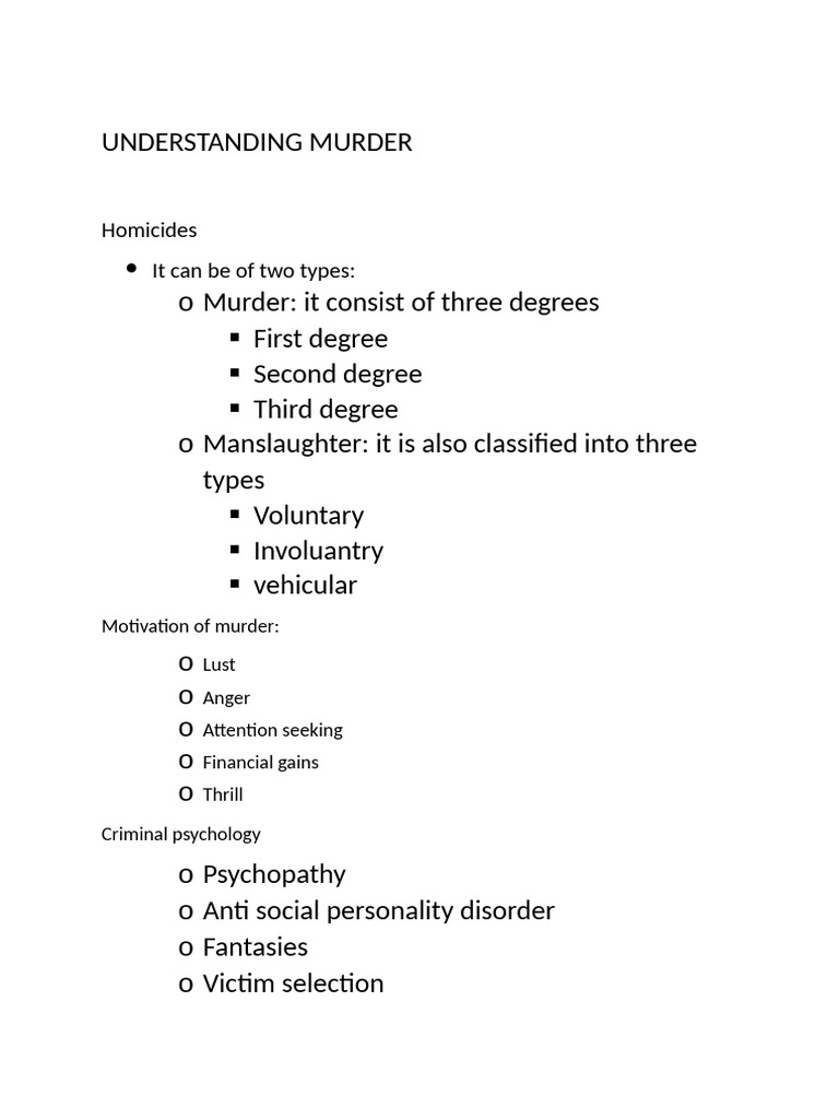 UNDERSTANDING MURDER | PDF
